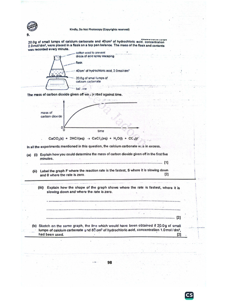 Rate of Reaction Homework | PDF