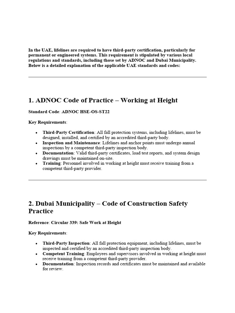 UAE Lifeline Standards and Certification | PDF