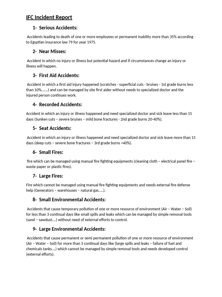 Safety Incident Report Overview | PDF