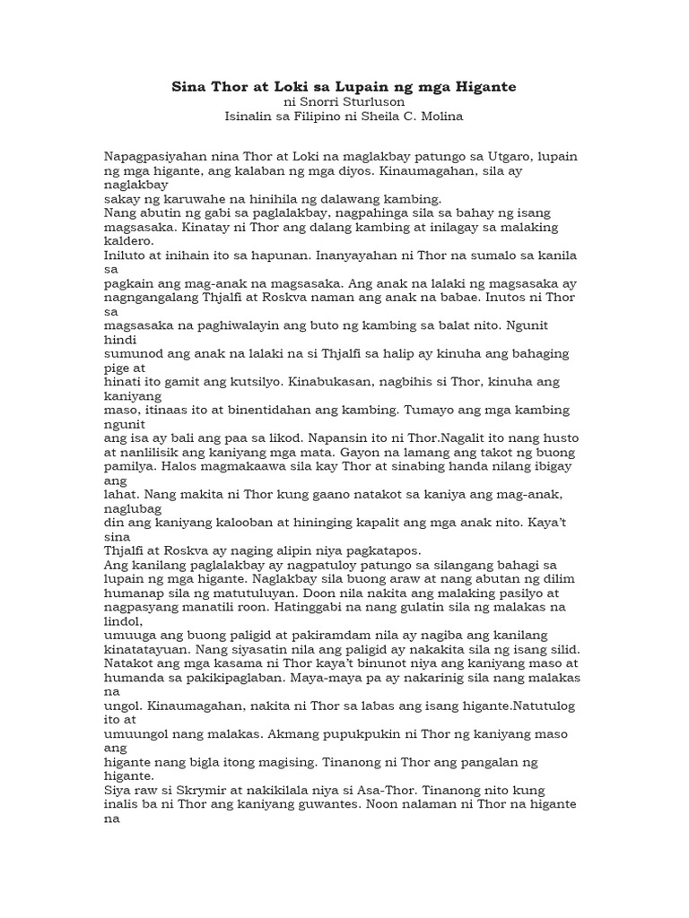 Sina Thor at Loki Sa Lupain Ng Mga Higante | PDF