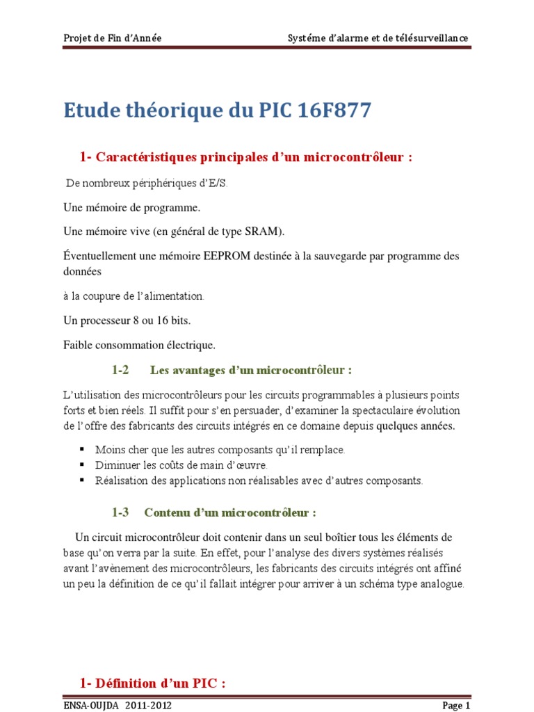 Caractéristiques du PIC 16F877 | PDF | Microcontrôleur | Design ...