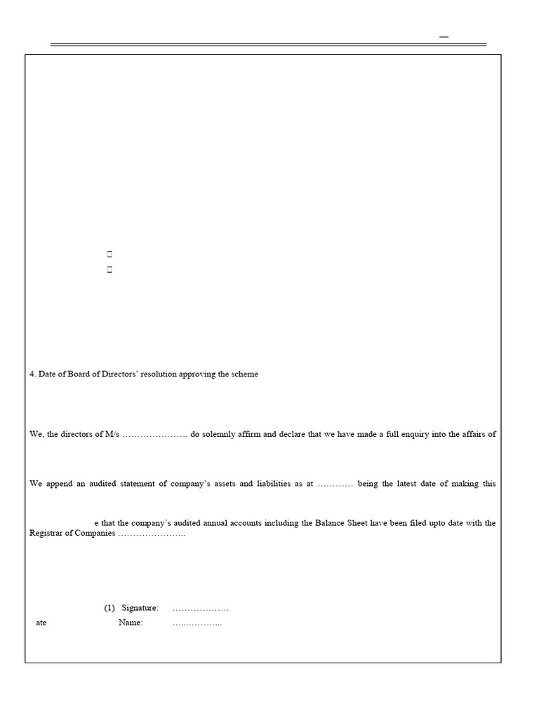CAA-1 Declaration of Solvency Form | PDF | Financial Economics | Companies