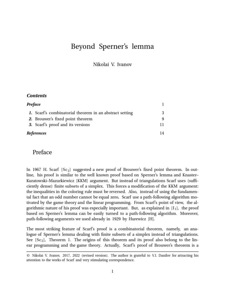 Beyond Sperner's Lemma | PDF | Set (Mathematics) | Geometry
