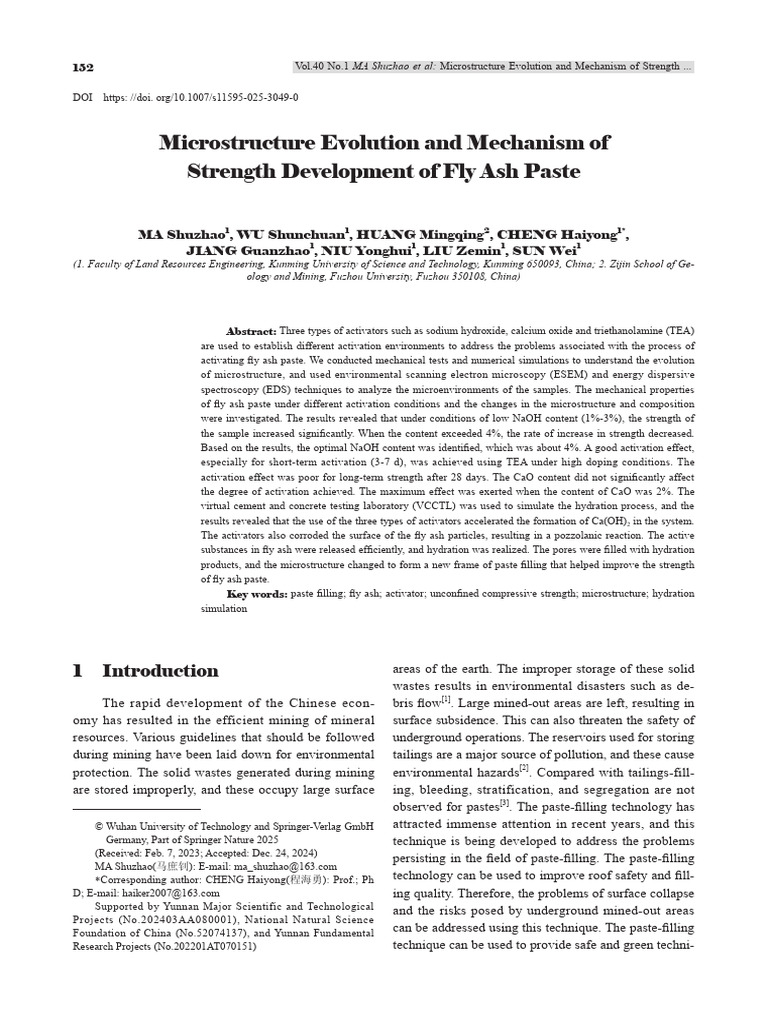 Fly Ash Paste Strength Development Analysis | PDF | Cement | Concrete
