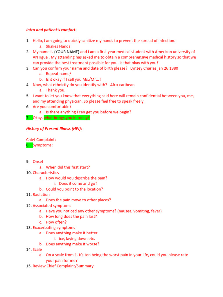 How To Take History ICM1 Student Notes | PDF | Dose (Biochemistry ...
