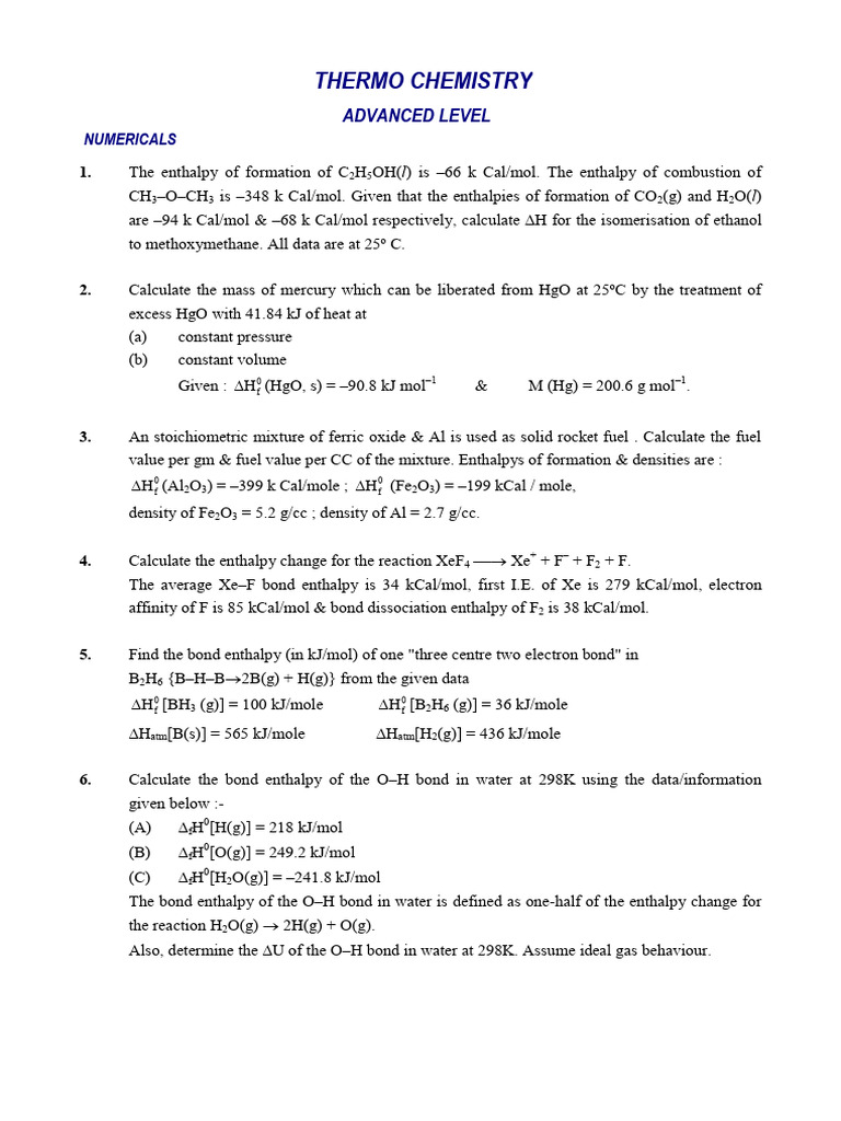 2.thermo Chemistry Adv Level | PDF | Chemistry | Physical Chemistry