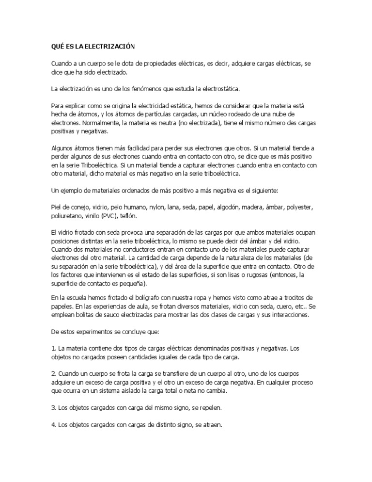 Qué Es La Electrización | PDF | Carga eléctrica | Electrostática