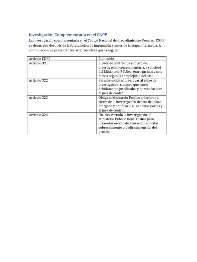 Investigacion Complementaria CNPP | PDF