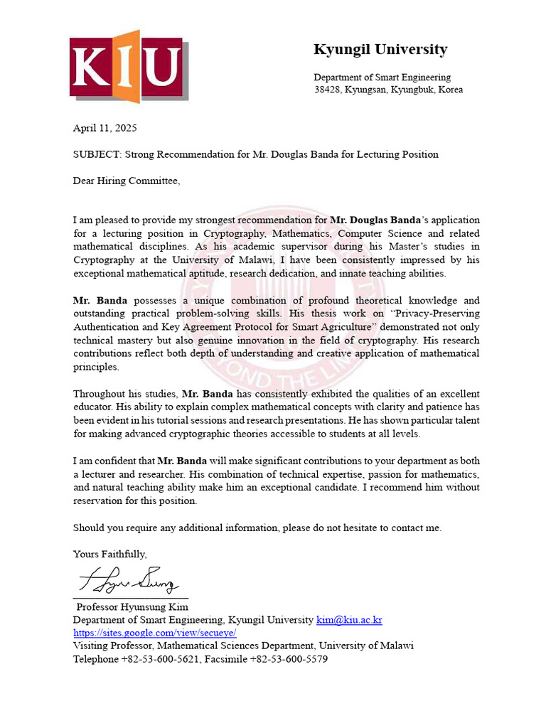 Recommendation for Douglas Banda | PDF