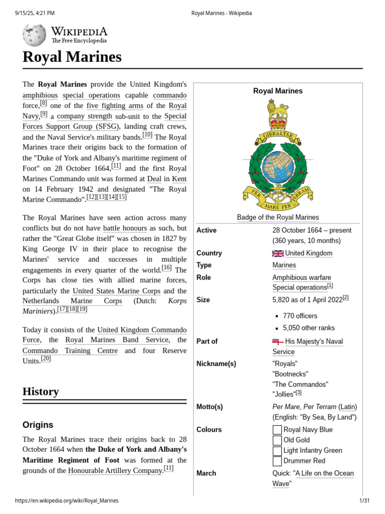 Origins of the Royal Marines (1664) | PDF | Marines | Commando
