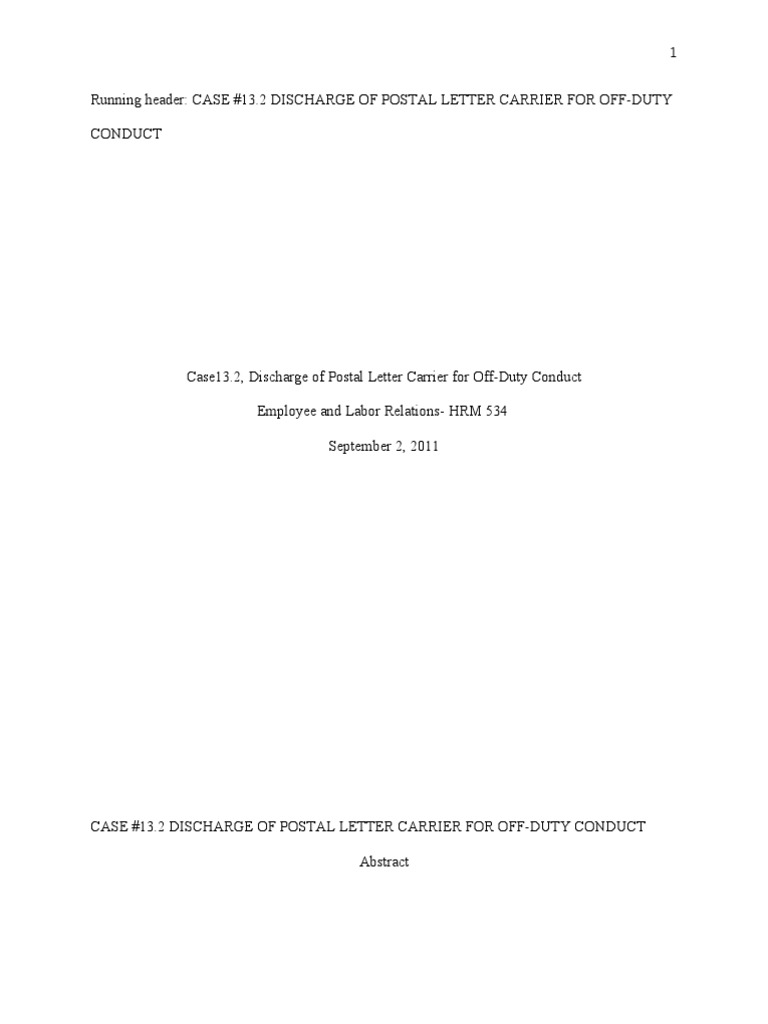 Off-Duty Conduct Discharge Case Analysis | PDF | Crime & Violence ...