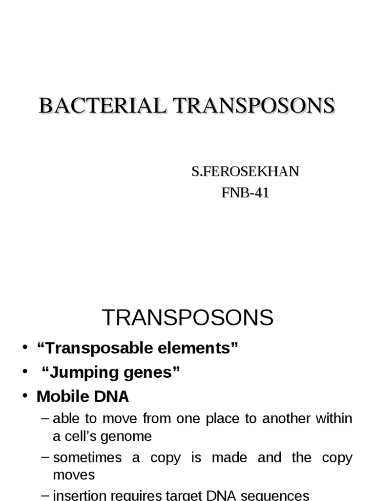 Bacterial Transposons Overview | PDF | Transposable Element | Gene