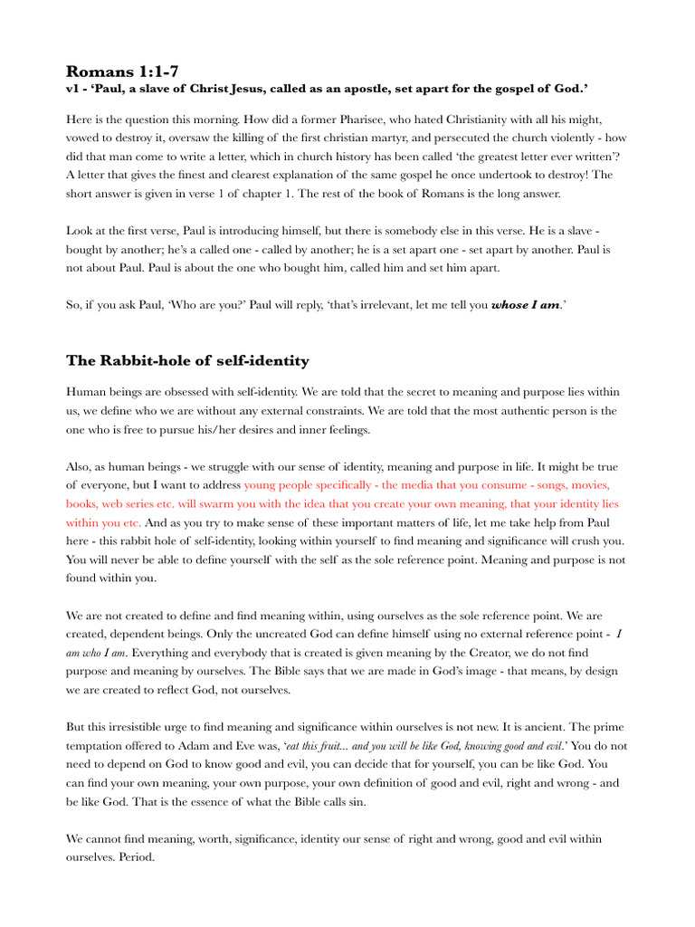 Romans 1-1 | PDF | Jesus | Paul The Apostle
