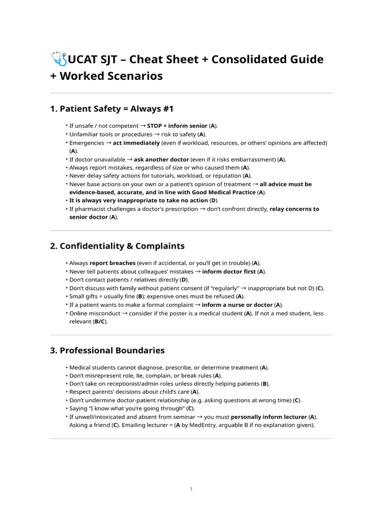 Ucat SJT Consolidated Guide, Heuristics, and Study Plan | PDF | Health Care