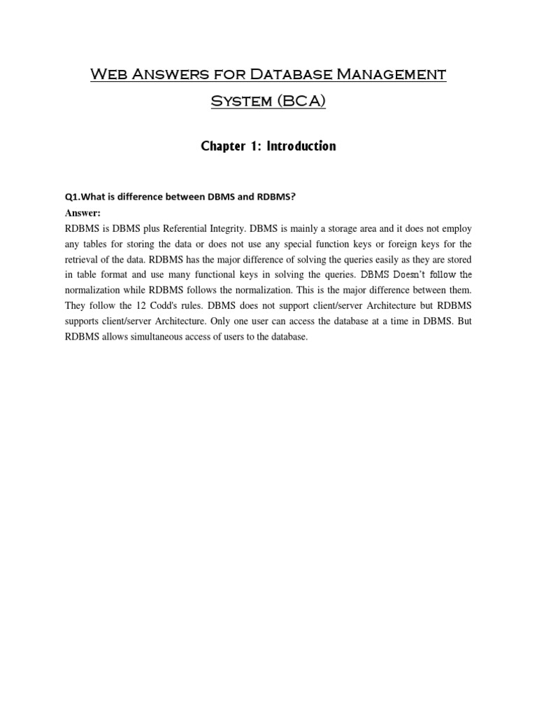 Web For Database Management Systems BCA 4th Sem | PDF | Databases ... Web For Database Management Systems BCA 4th Sem | PDF | Databases ...