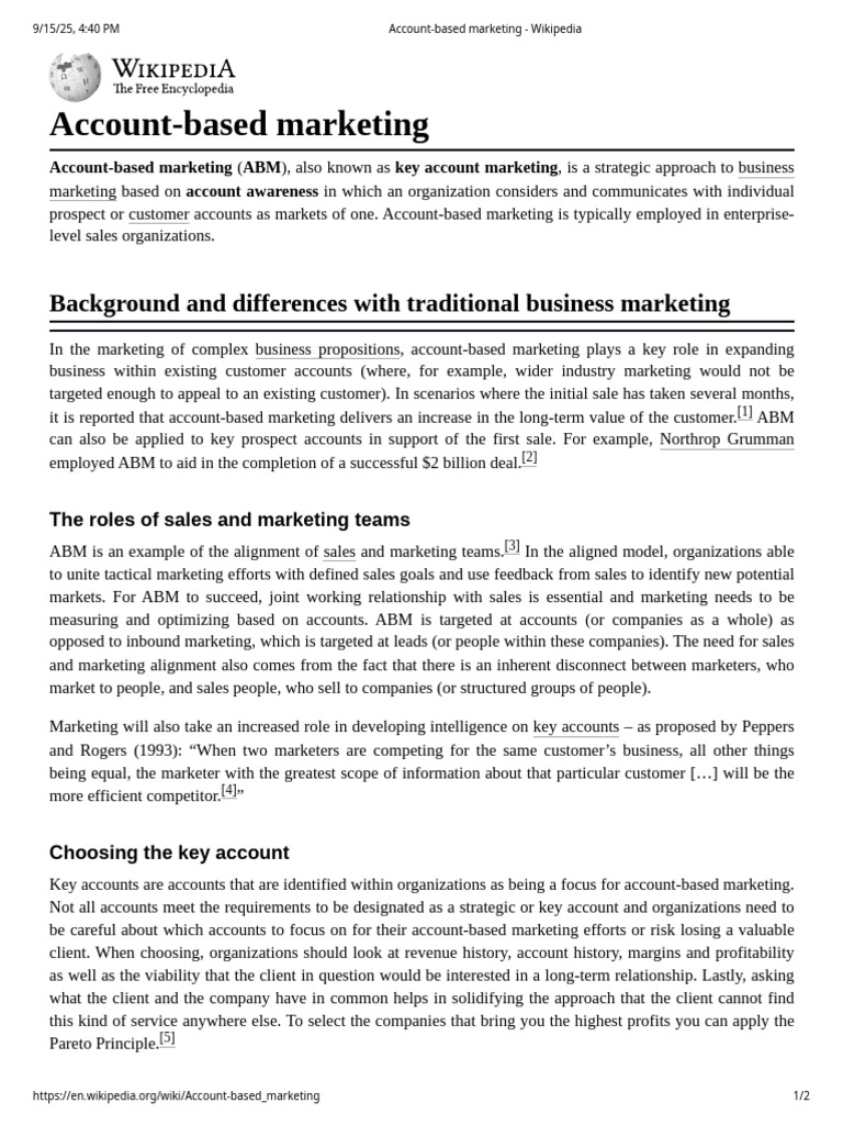 Account-Based Marketing - Wikipedia | PDF | Strategic Management | Business
