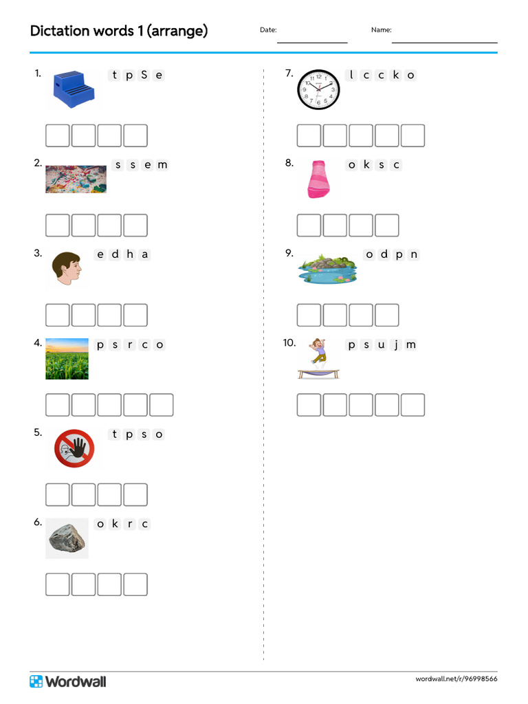 Dictation Words 1 Arrange Anagram | PDF