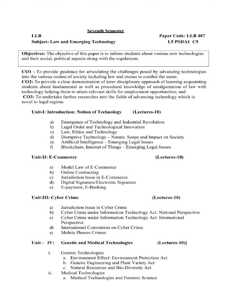 7th Sem Syllabus | PDF