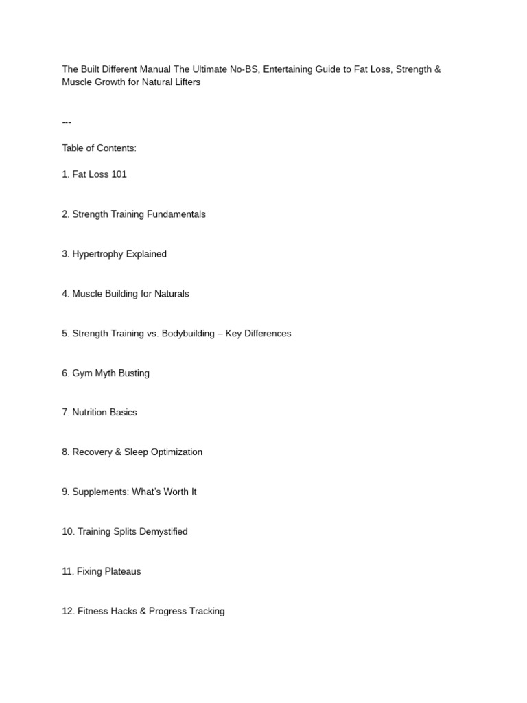 Built Different: Fat Loss & Muscle Guide | PDF | Strength Training ...