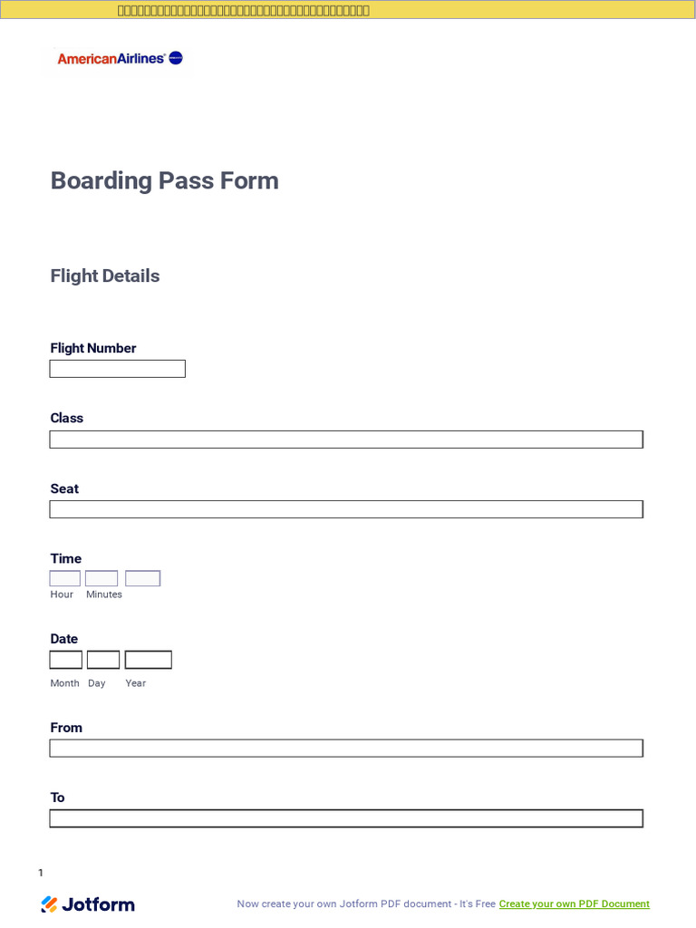 Boarding Pass Form Template | PDF