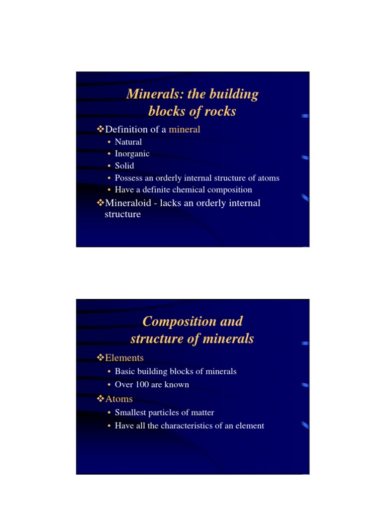 Minerals: The Building Blocks of Rocks: Mineral | PDF | Silicate | Minerals