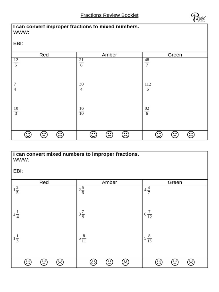 Comprehensive Fractions Review Guide | PDF | Arithmetic | Mathematical ...