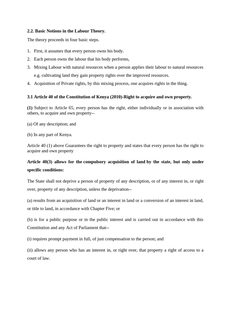 Labour Theory and Property Rights in Kenya | PDF