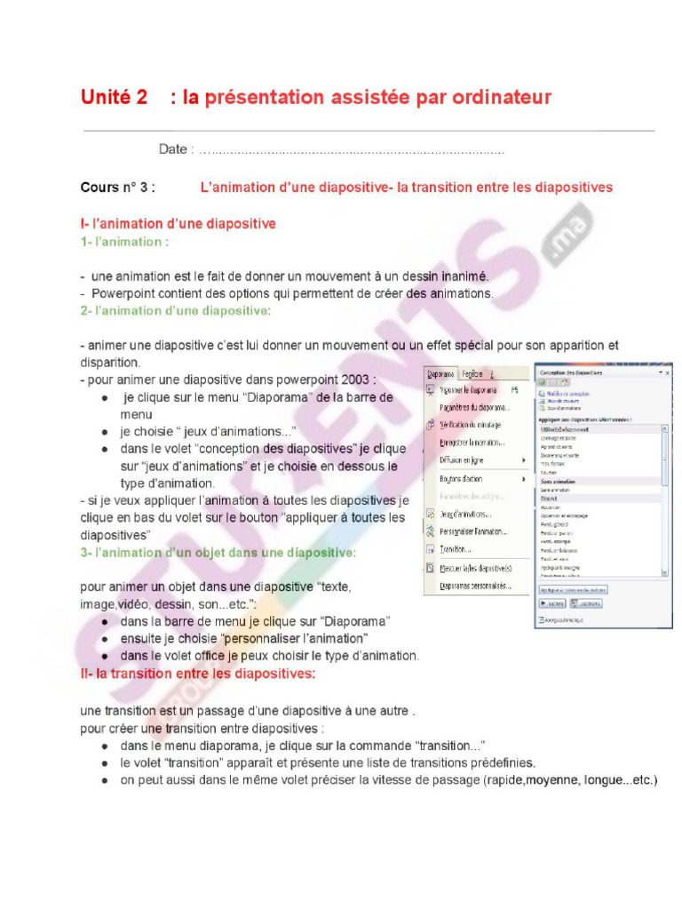 Lanimation Dune Diapositive La Transition Entre Les Diapositives ...