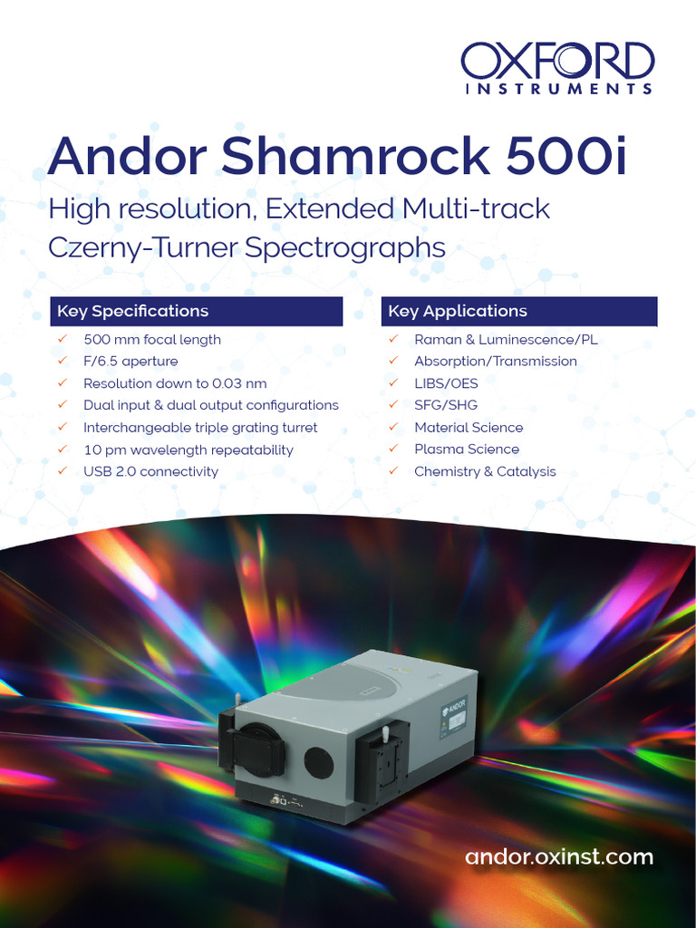 Andor Shamrock 500i Spectrograph Overview | PDF | Charge Coupled Device ...