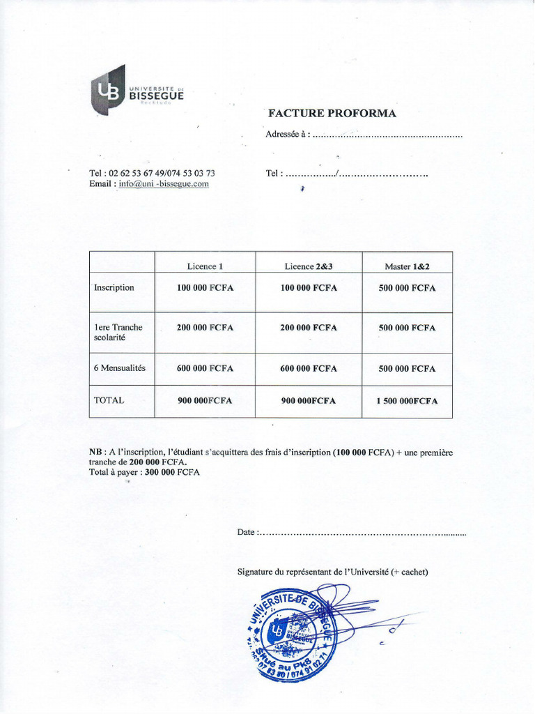 Facture Pro Forma UB | PDF