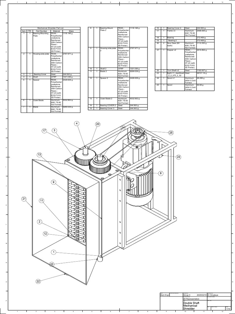 Double Shaft Shredder Drawing | PDF | Chemical Elements | Materials