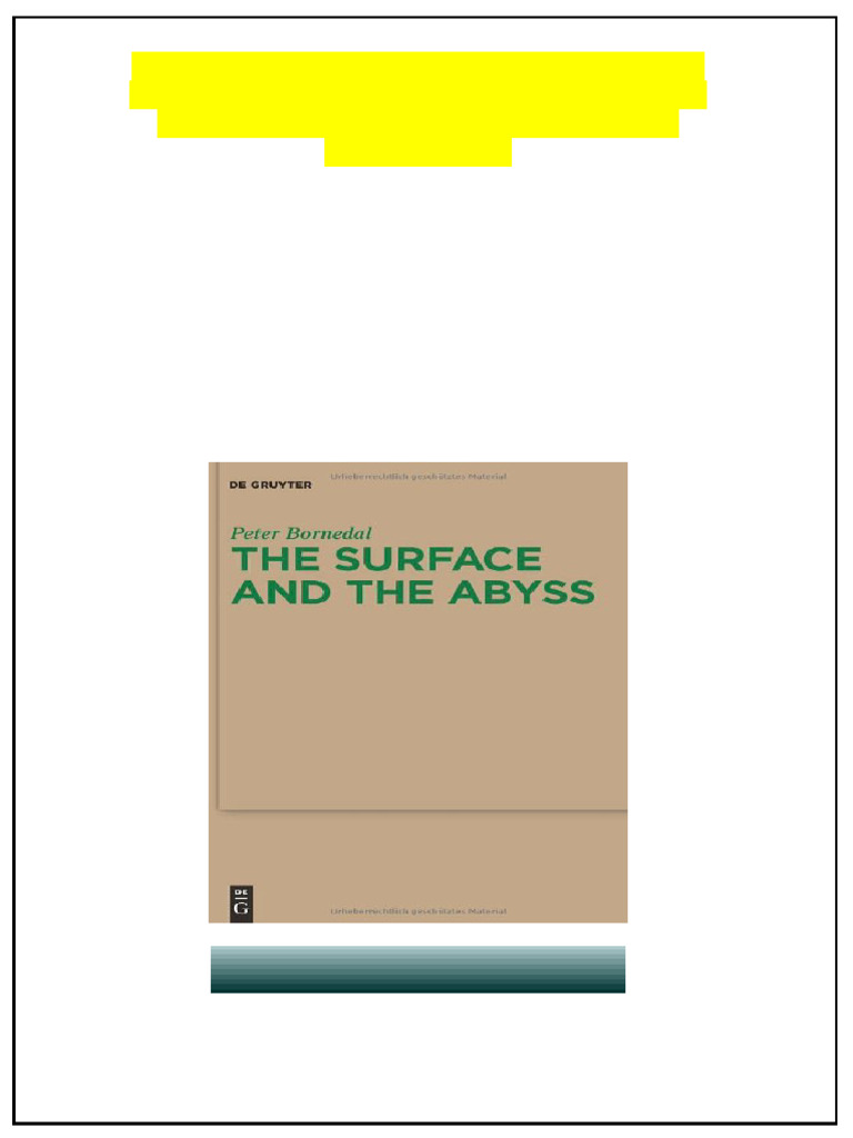 The Surface and the Abyss Nietzsche as Philosopher of Mind and Knowledge Monographien Und Texte ...
