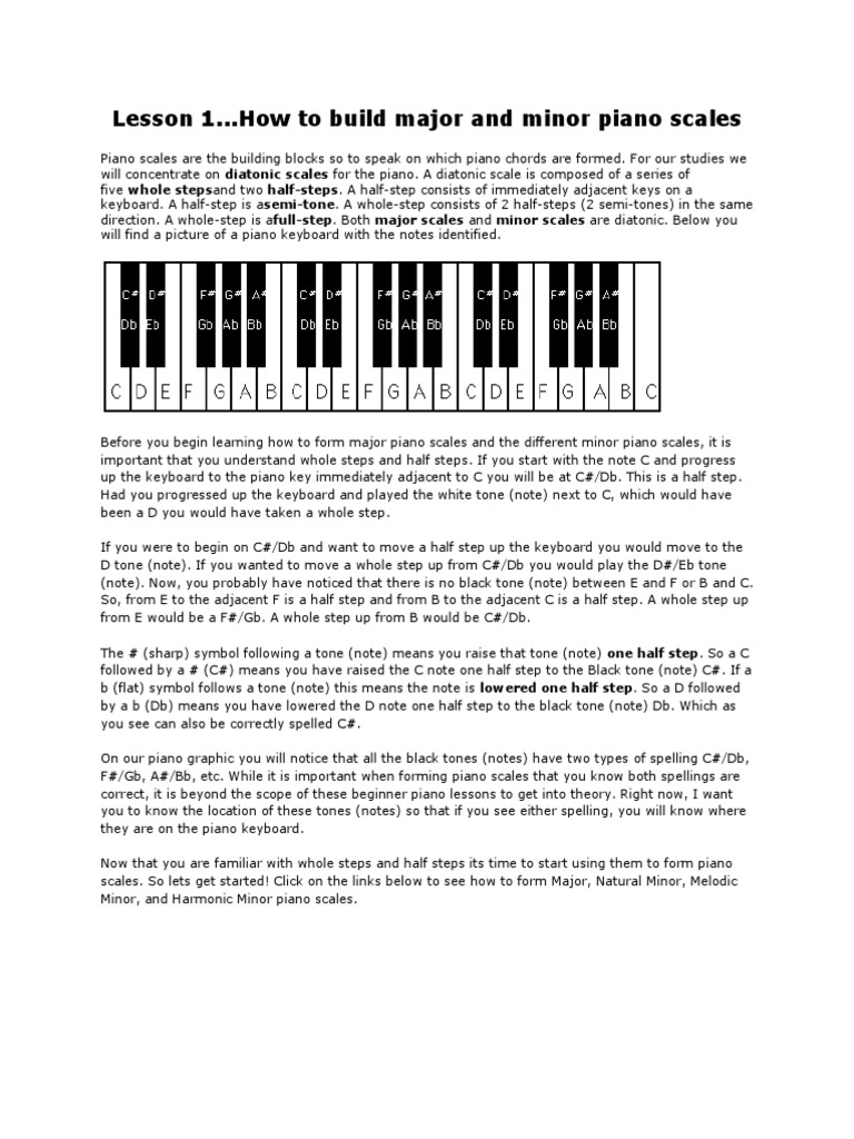 Lesson 1... How To Build Major and Minor Piano Scales | PDF | Chord ...