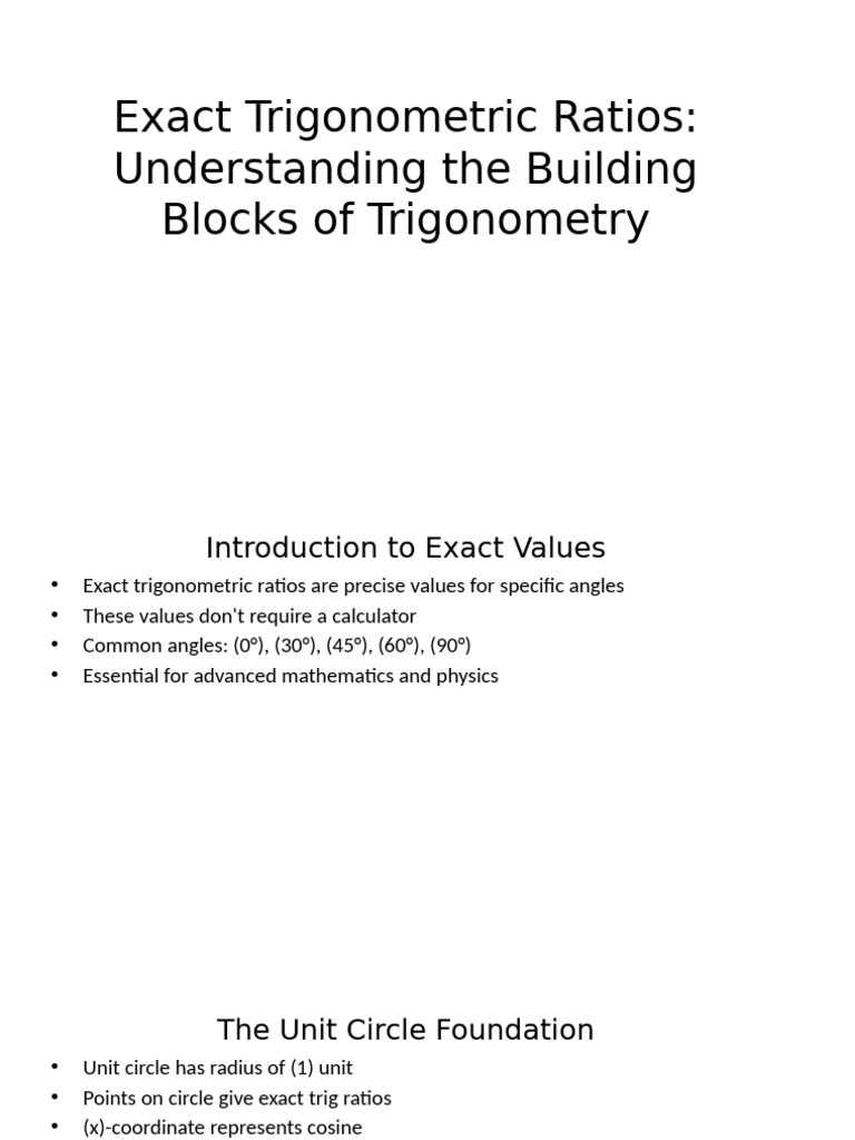 Exact Trigonometric Ratios Understanding The Building Blocks of ...