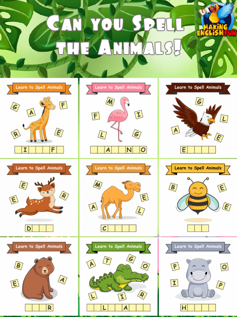 Learn To Spell Animals | PDF