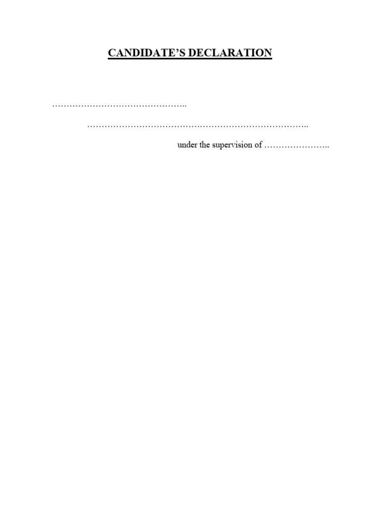 Candidate Declaration for Dissertation | PDF