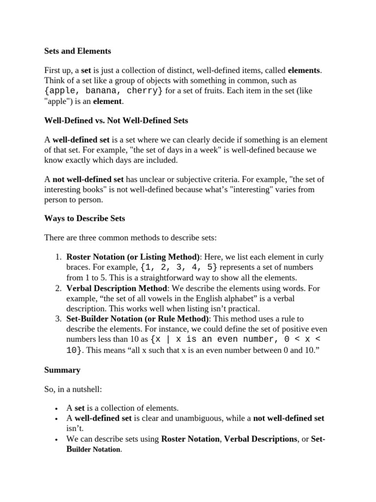 Sets and Elements | PDF