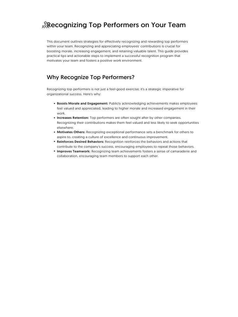 Recognizing Top Performers On Your Team | PDF | Employee Retention ...