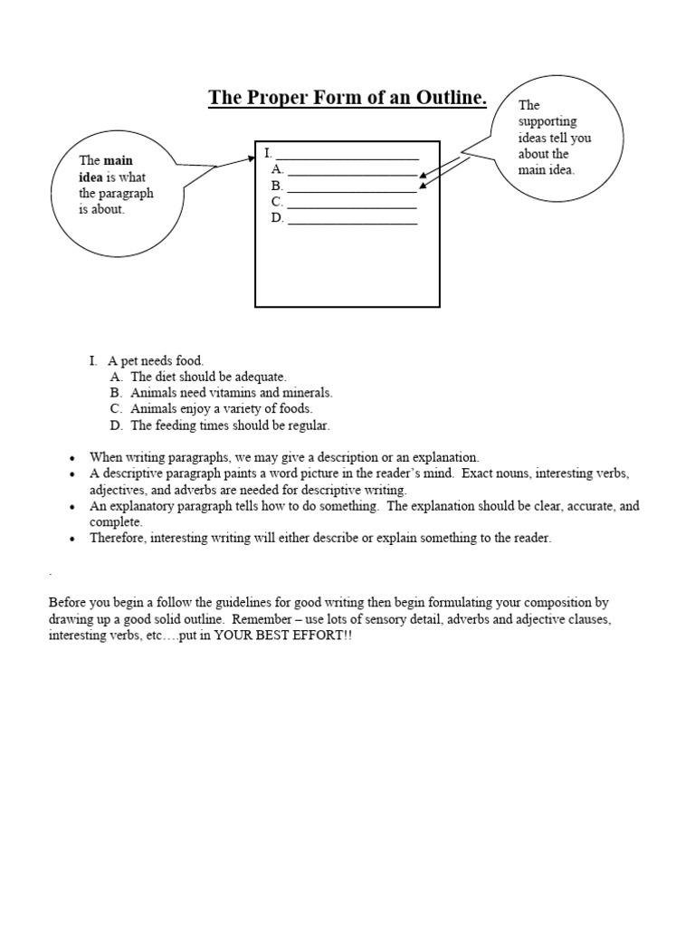 The Proper Form of An Outline With Writing Exercise | PDF