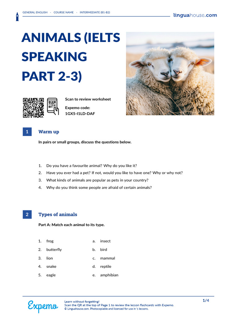 IELTS Speaking: Animals for B1-B2 | PDF | Zoology
