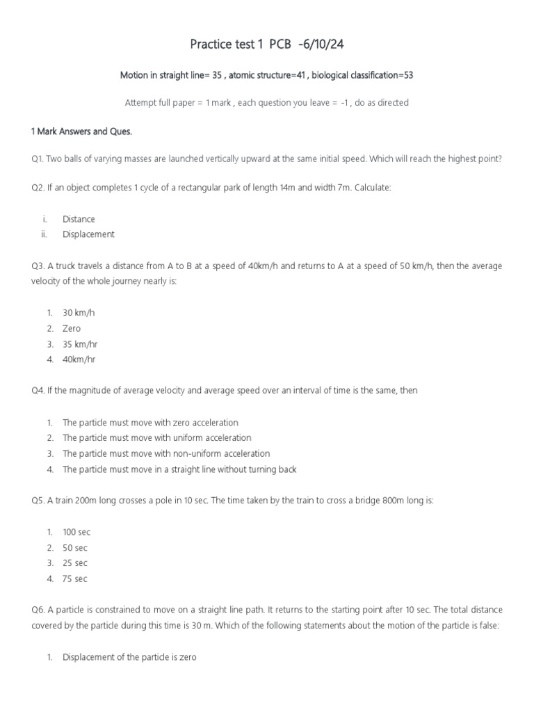 Practice Test 1 - 6.10.24 PCB | PDF | Electron | Atoms