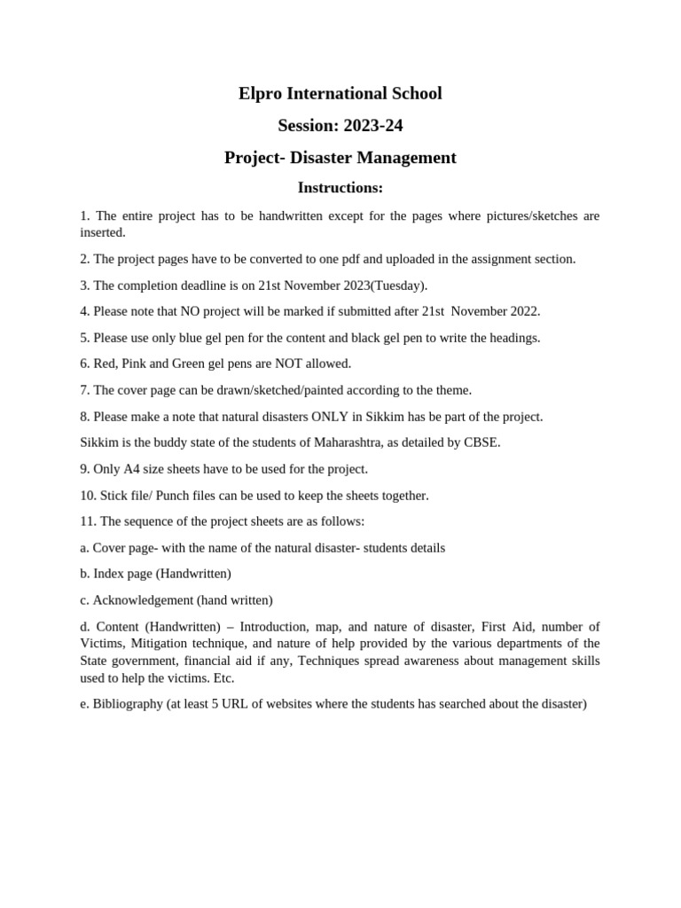 SEA Project - Instructions For Students | PDF