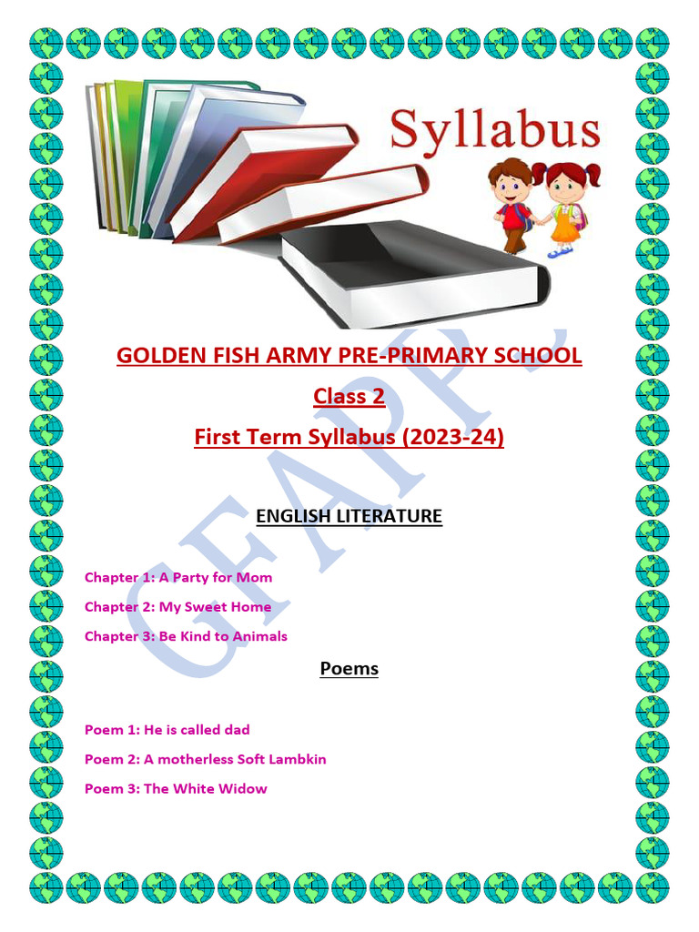 Class 2 First Term Syllabus 2023-24 | PDF | Grammatical Gender ...