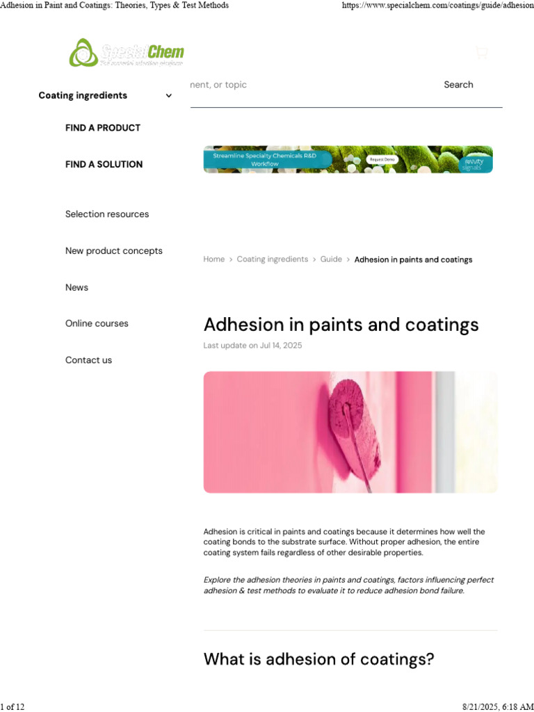 Adhesion in Paints and Coatings Explained | PDF | Adhesion | Adhesive