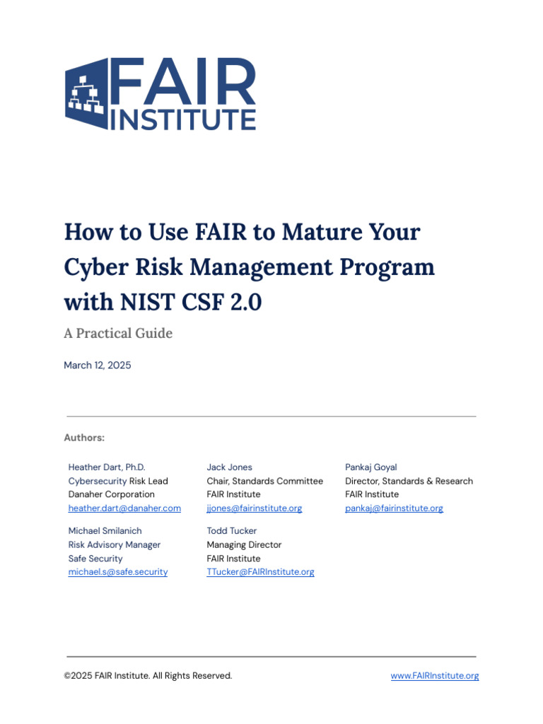 Cyber Risk Management with FAIR & NIST CSF | PDF | Computer Security ...