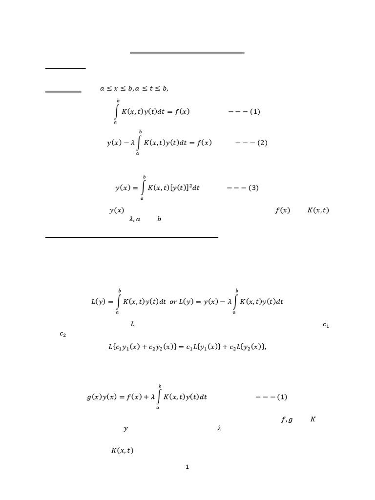 Integral Equations Overview and Types | PDF | Integral Equation ...