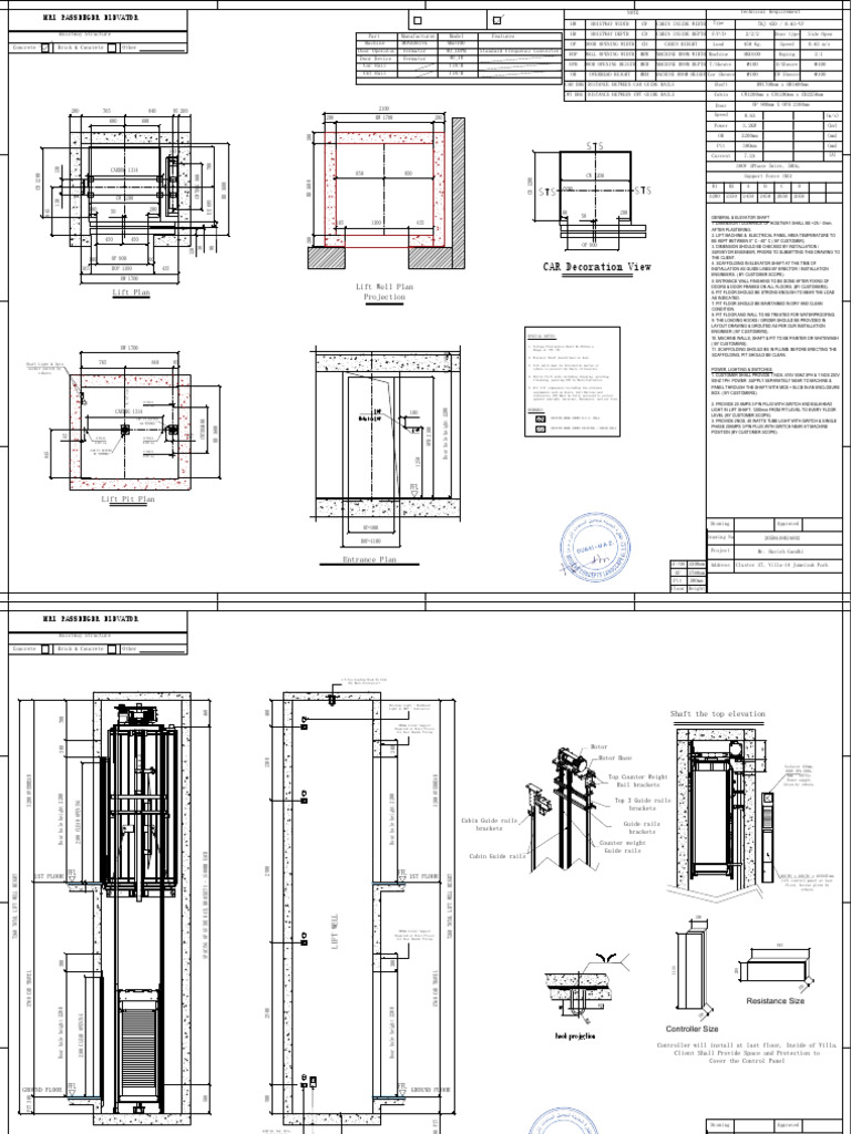MRL Passenger Elevator Lift Plan | PDF | Elevator | Building Engineering