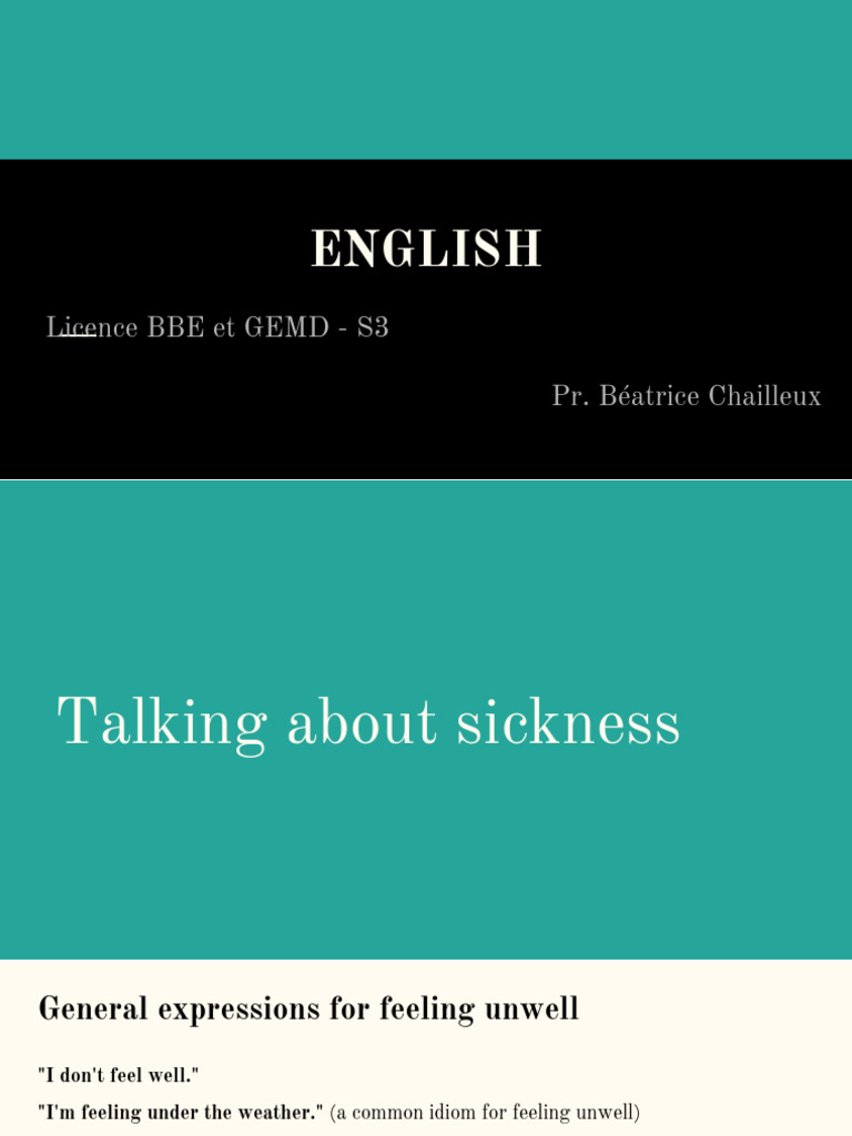Talking About Sickness - 1st Lesson | PDF | Pain | Common Cold