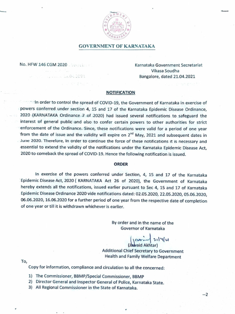 Order-Notification-Extension of Notifications Issued Earlier Persuant ...