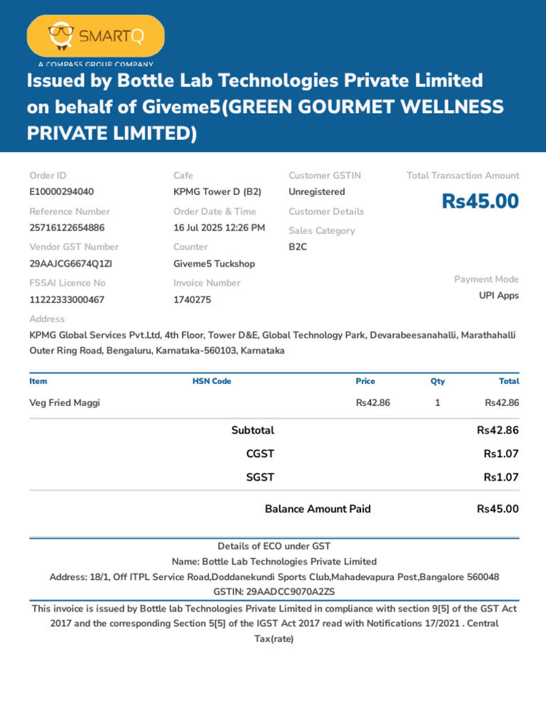 Invoice from Bottle Lab Technologies | PDF